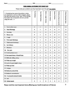 SNOT 22 Questionnaire - Nevada Sinus Relief